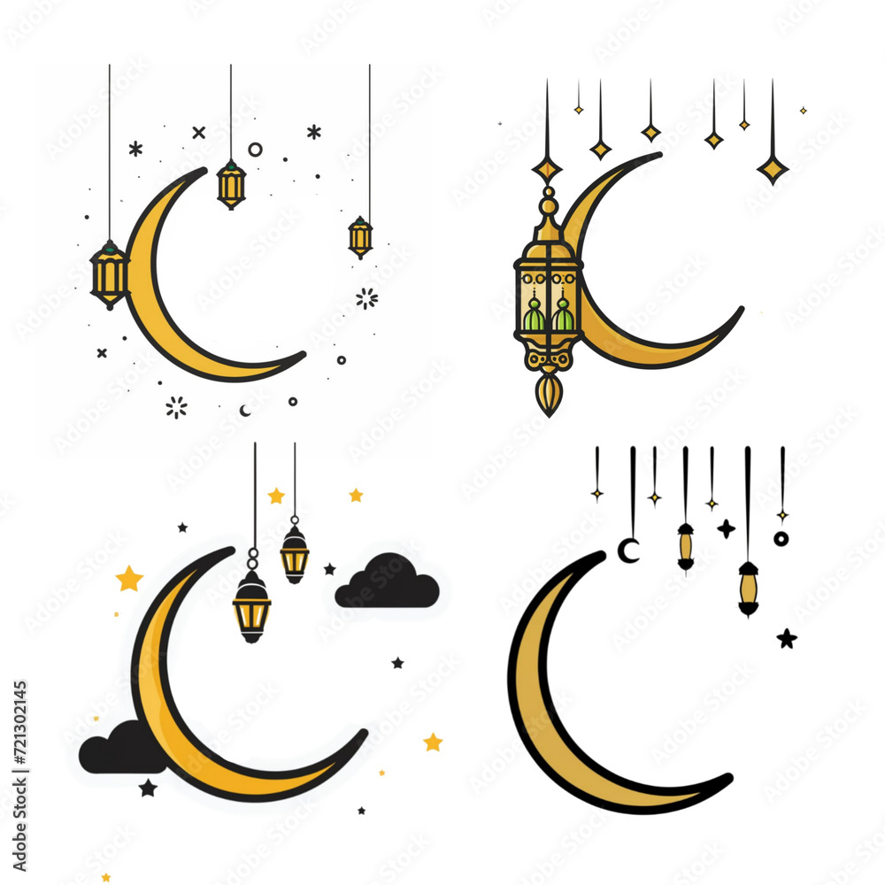 Symbols of Ramadan Mubarak, Hanging Gold Lanterns, arabic lamps ...