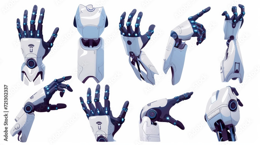 Ilustração do Stock: Robot hands gestures. Robotic arm gesture to point ...
