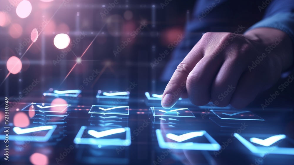 Tech-Savvy Task Completion - Virtual Checklist Interface Stock Photo ...