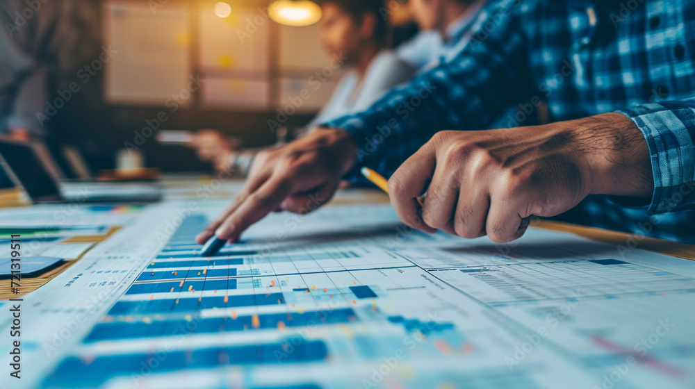 Project Timeline Focus, Capture a close-up of a project timeline or ...