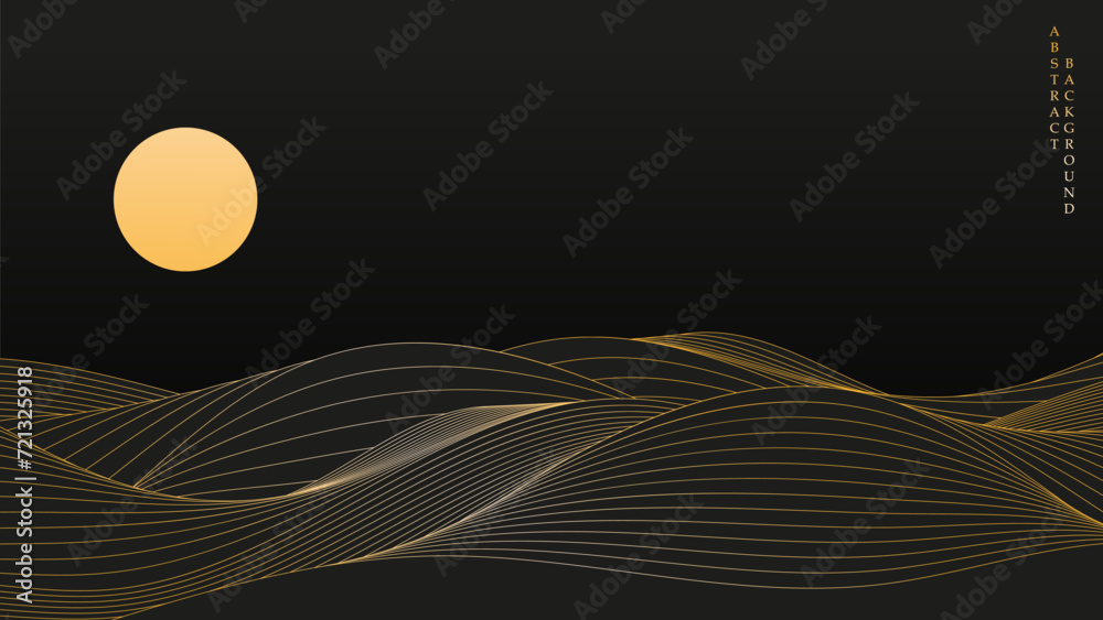 Golden Moon Rising: An abstract landscape of serene beauty of the night ...