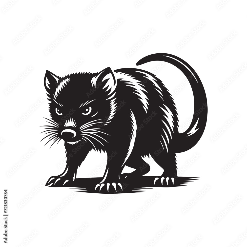 Dynamic Devil: Bold Tasmanian Devil Silhouette Capturing the Marsupial ...