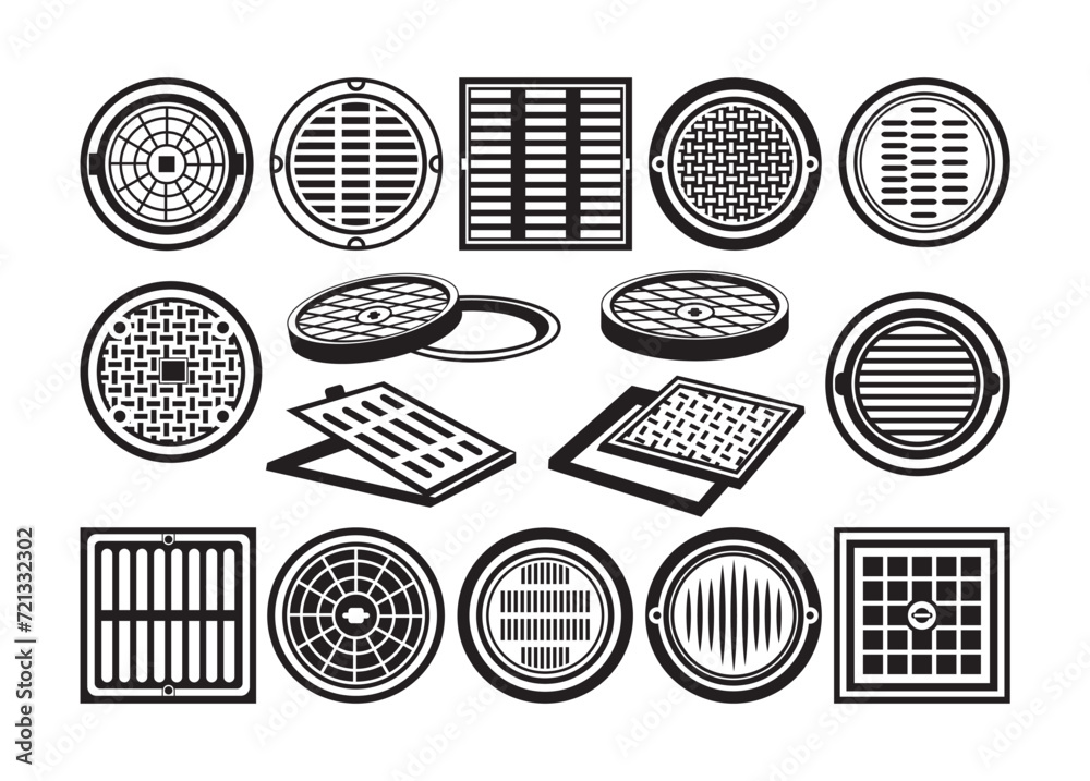 Manhole Cover vector bundle, Manhole Cover clipart, Manhole Cover ...