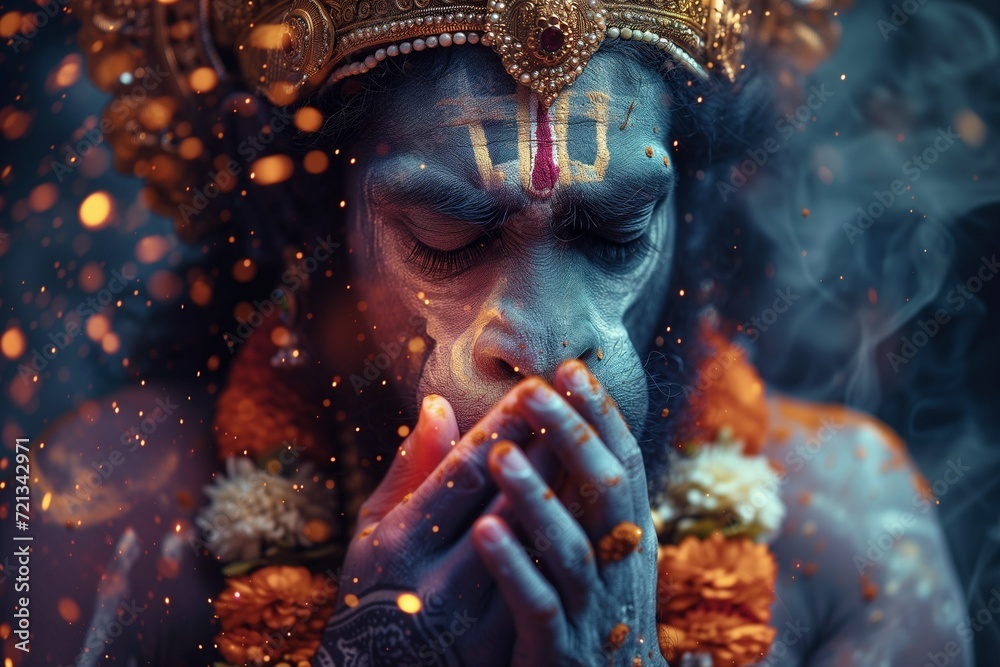 Hanuman, monkey-like deity, monkey chief, son of the wind god ...