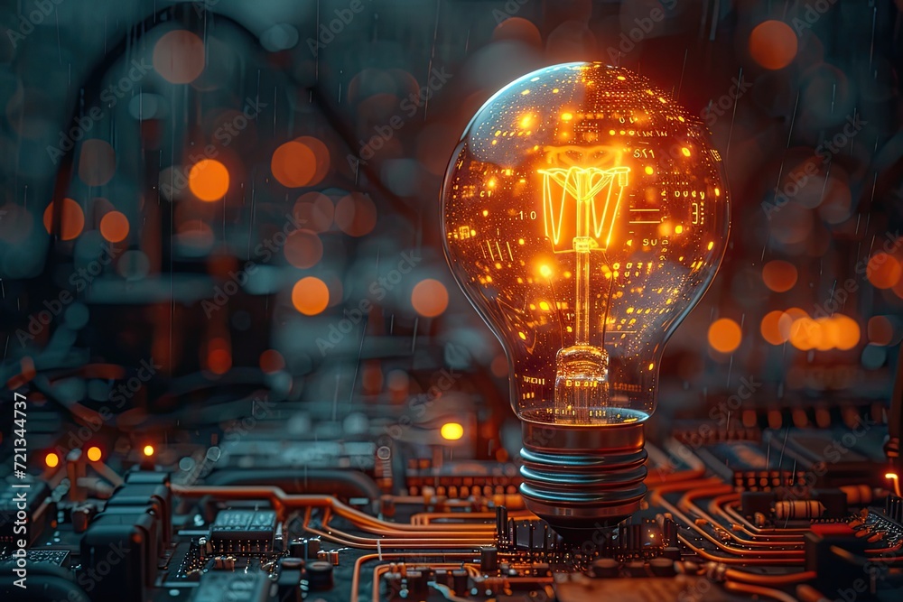 Technology and innovation lightbulb symbolizing bright ideas. Creative ...