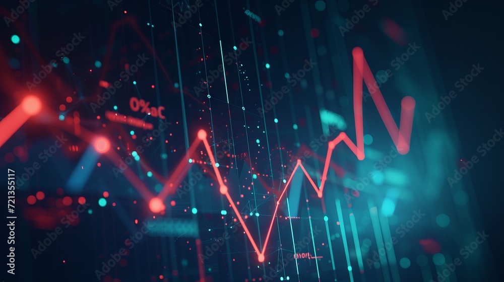 Growing line chart graph - business development competition concept ...