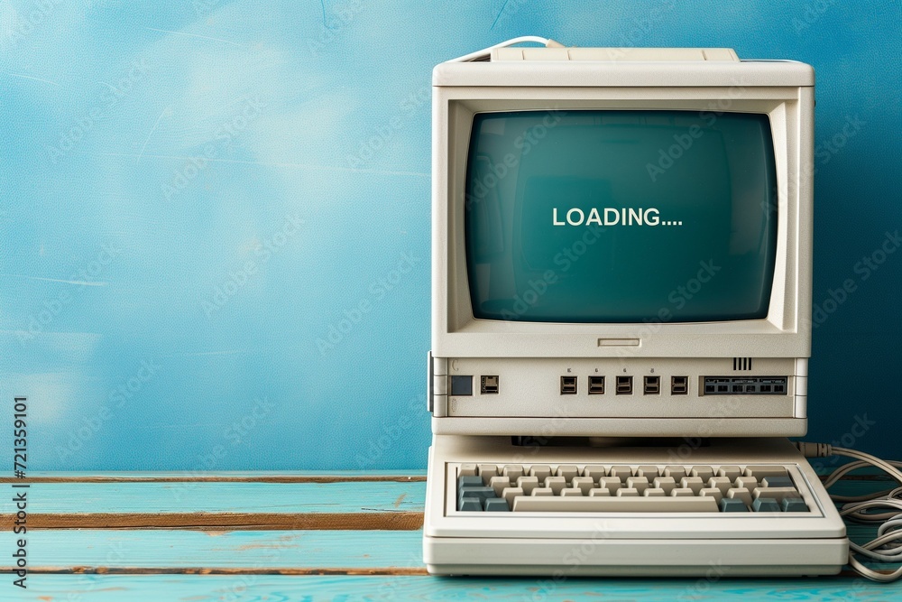 An evocative image featuring a vintage desktop computer, its cathode ...