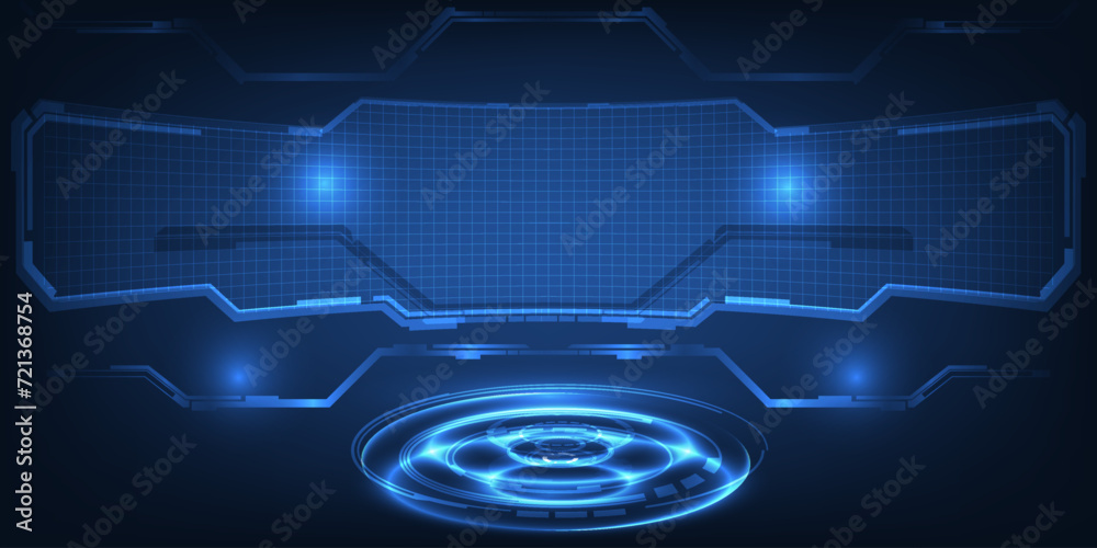 Abstract futuristic blue hi tech stage for product showcase background ...