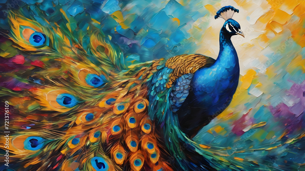 Colorful peacock painting Stock Photo | Adobe Stock