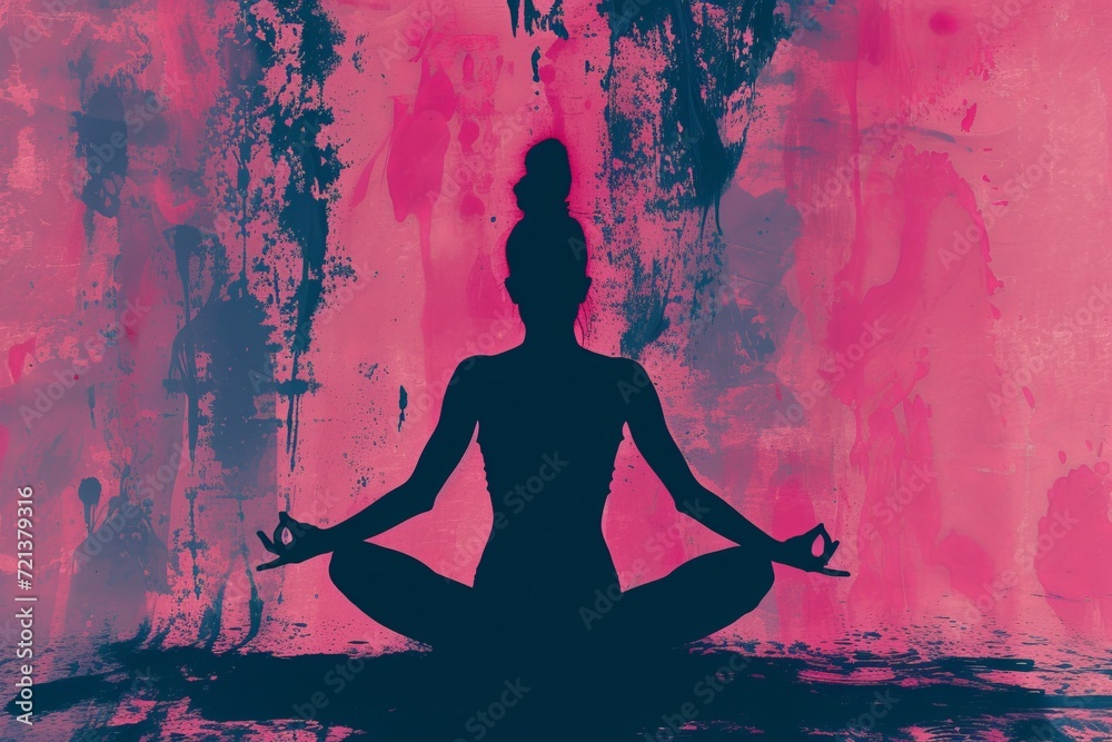 Yoga Pose Silhouette Women Portrait Epoxypropyl Uv Ink Style Serenity