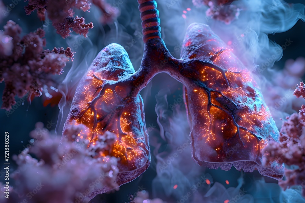Human lungs anatomy on science illustration of Lungs, medical ...