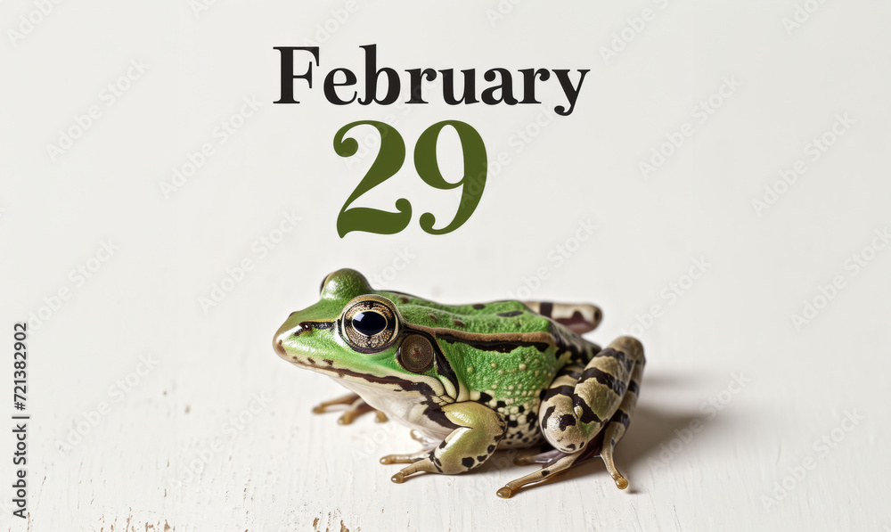 Leap day, one extra day, Leap year 29 February 2024 background. Green ...