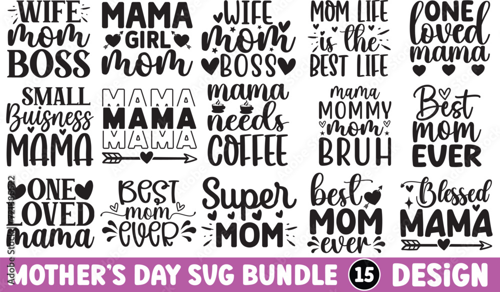 Mothers day svg bundle, Mothers SVG Bundle, Mom Svg Bundle Stock Vector ...