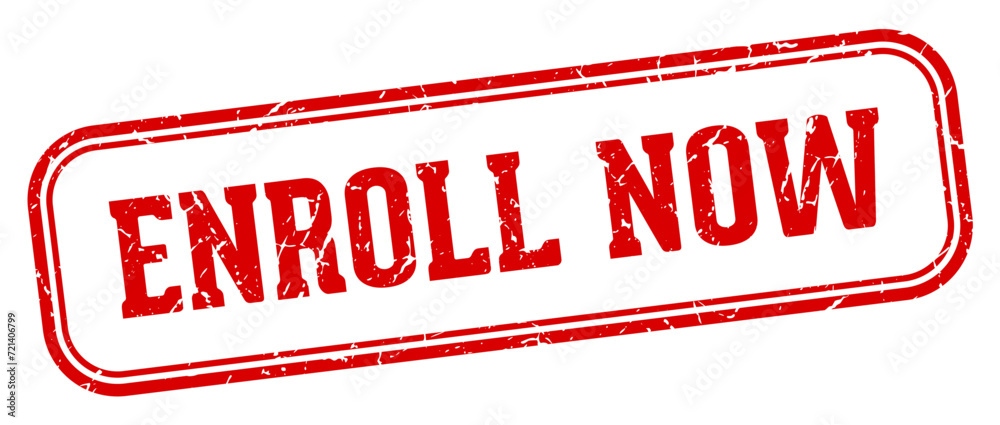 enroll now stamp. enroll now rectangular stamp on white background ...