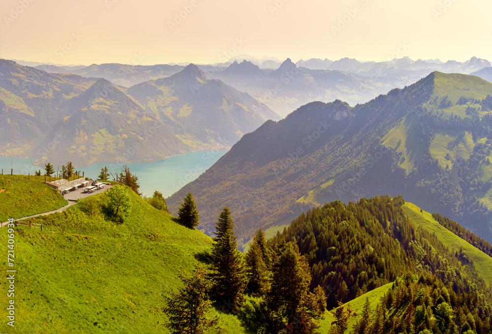 Spectacular panoramic aerial views of central Switzerland, the Alps ...