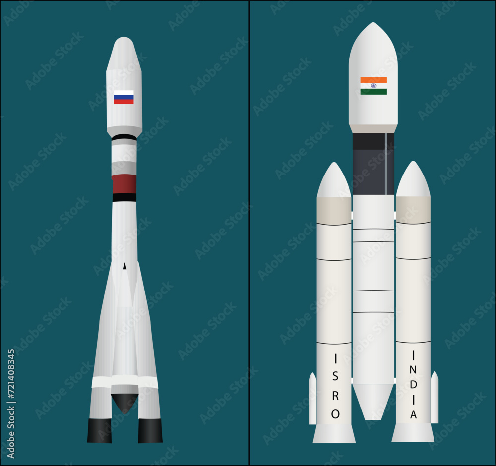 Chandrayaan and luna moon mission vector illustration | Indian and ...