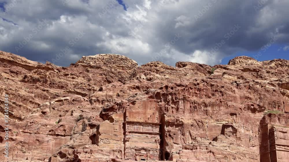 Vidéo Stock Mountains of Petra (against the background of sky with ...