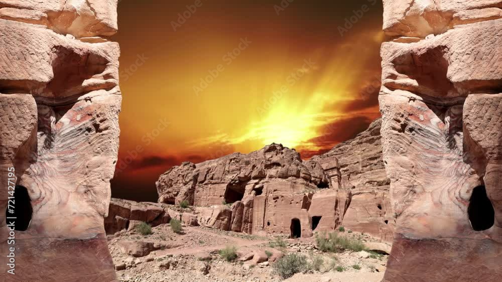 Vidéo Stock Mountains of Petra (against the background of the sunset ...