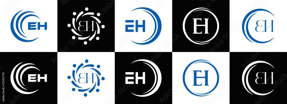 EH logo. E H design. White EH letter. EH, E H letter logo design ...