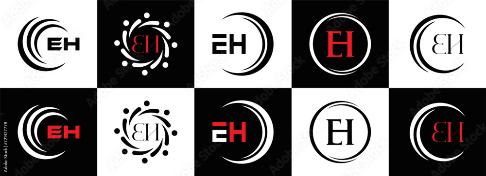 EH logo. E H design. White EH letter. EH, E H letter logo design ...