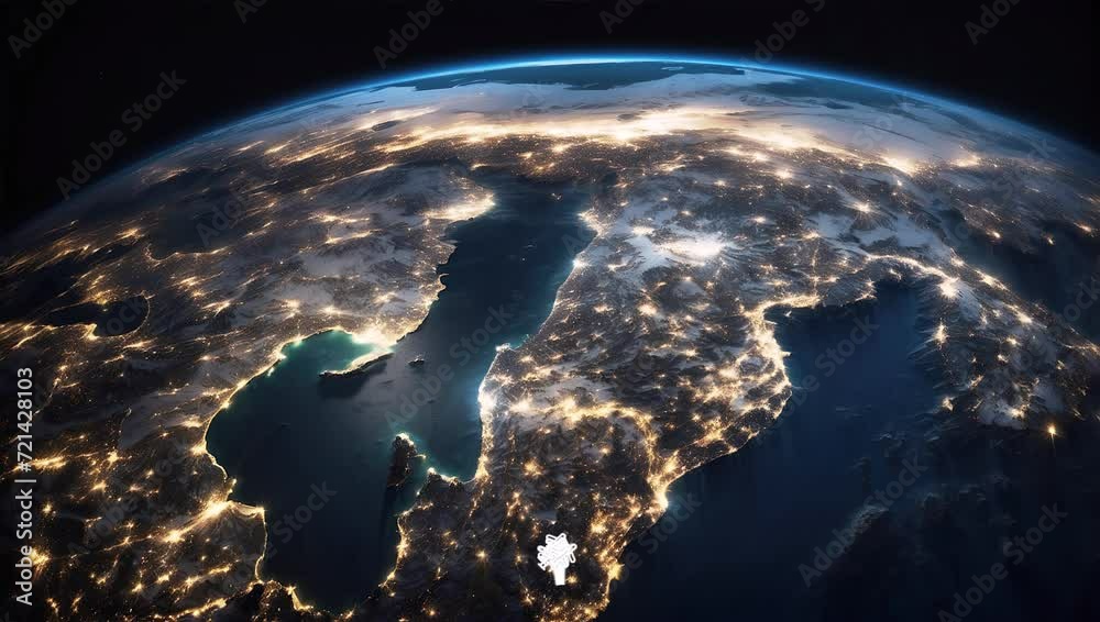 Animation featuring a map of the Earth's sphere with airplane routes ...