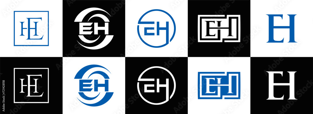 EH logo. E H design. White EH letter. EH, E H letter logo design ...