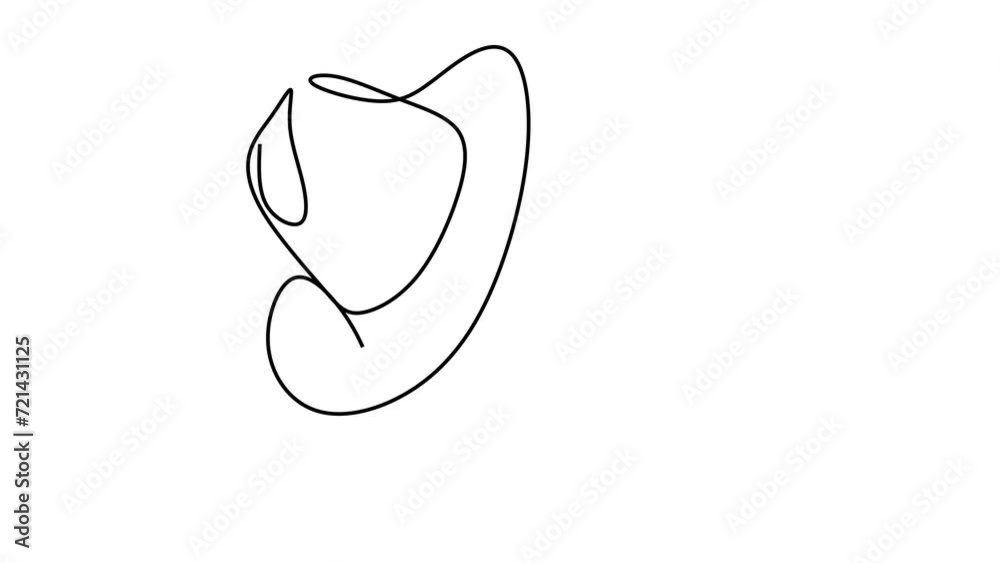 Animated self drawing of continuous line draw cowboy on horse galloping ...