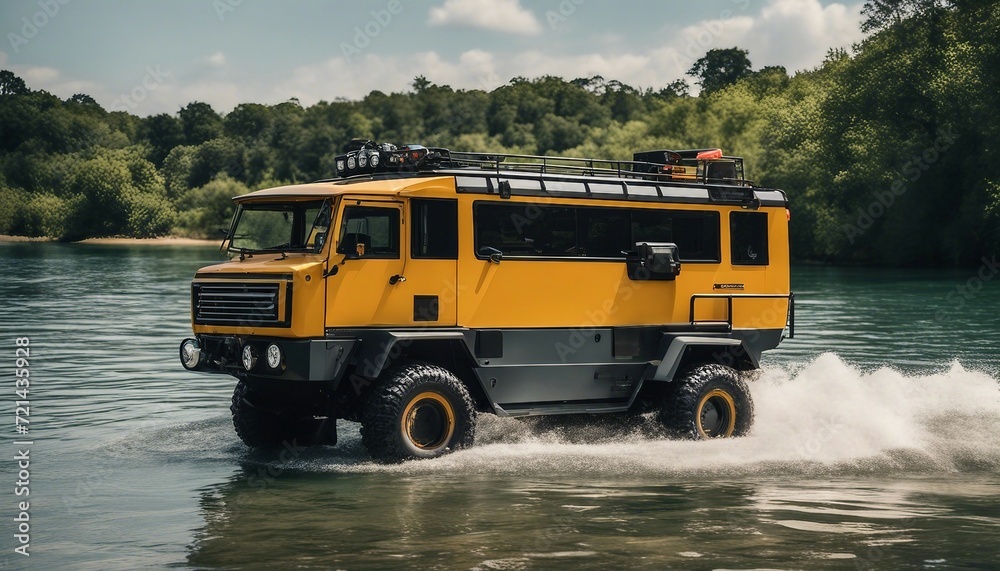 Amphibious Tour Vehicle, an amphibious tour vehicle exploring both land ...