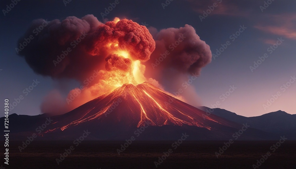 Venusian Volcano Eruption, an intense and vibrant scene of a volcano ...