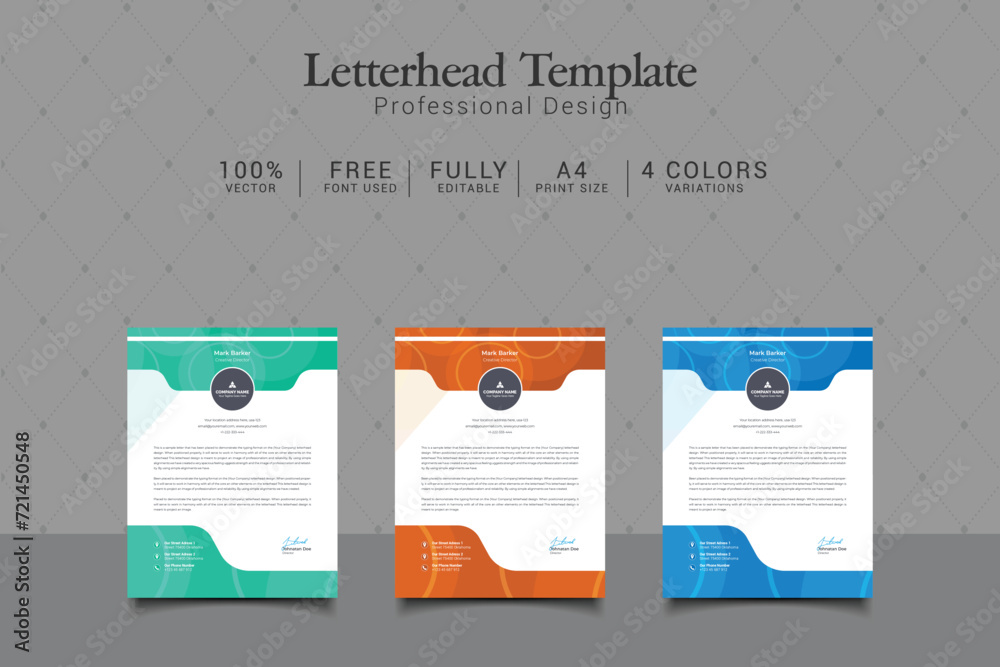 Professional Letterhead Template Set corporate modern letterhead design ...