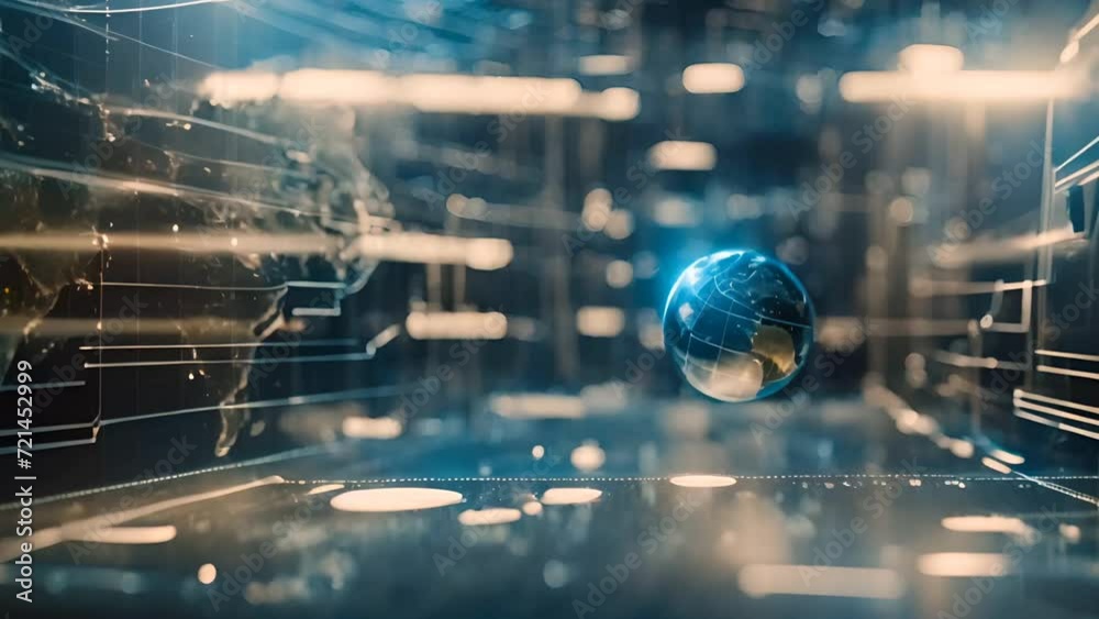 The technological earth is constantly rotating, the scientific dotted ...