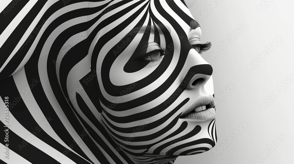 Monochrome Zebra Stripe Profile Illusion. Side profile of a human face ...