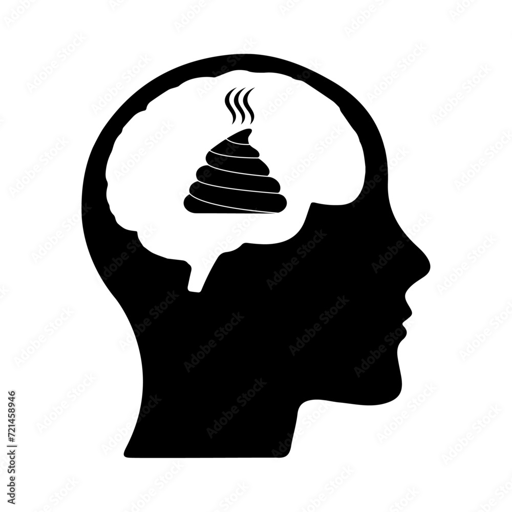 Shit in head icon. Brainwashing symbol isolated on white background ...