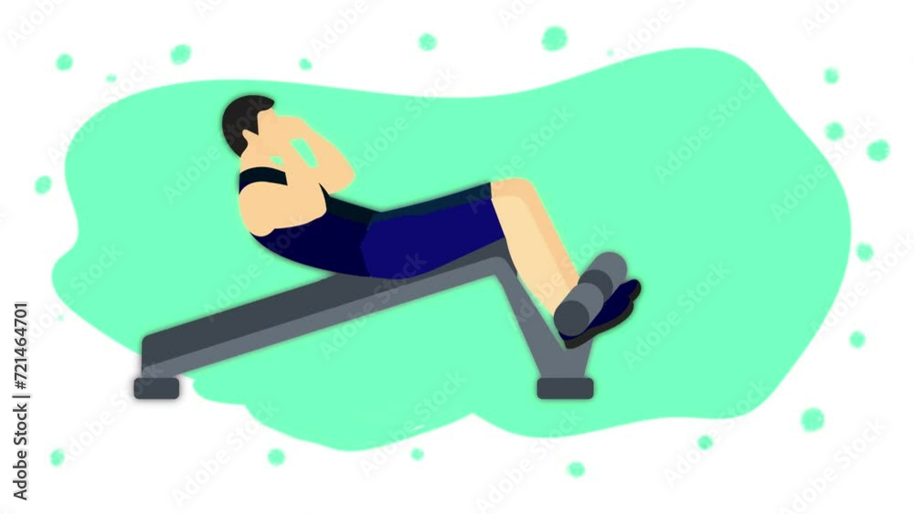sit ups Exercise Tutorial for a Fit and Healthy Lifestyle, Looping 2D ...