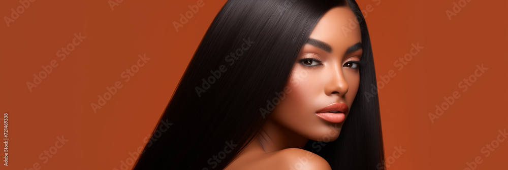 Beautiful African American woman with dyed and straight hair. Beauty of ...