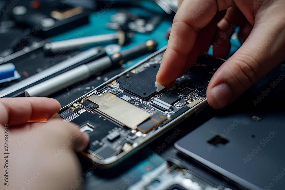 close up Person hand removing the enclosure when dismantling the ...
