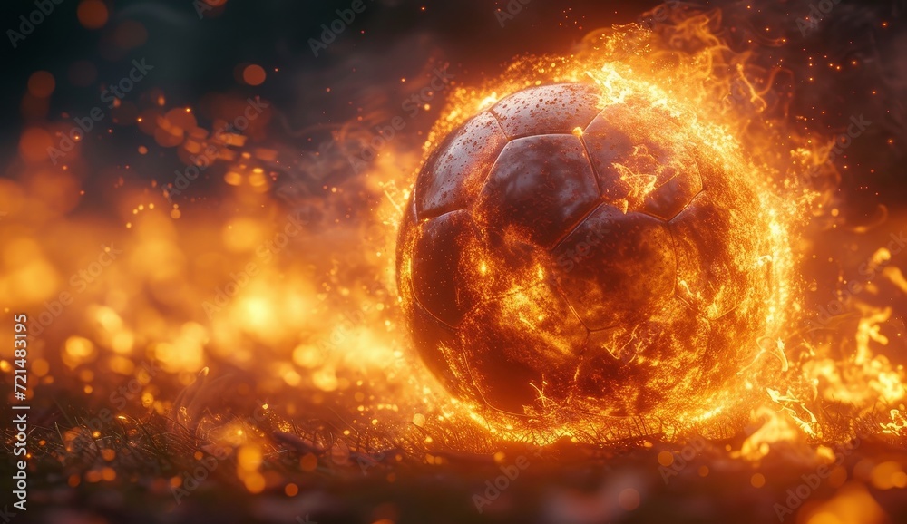 A blazing football hurtles through the cosmos, its fiery trail ...