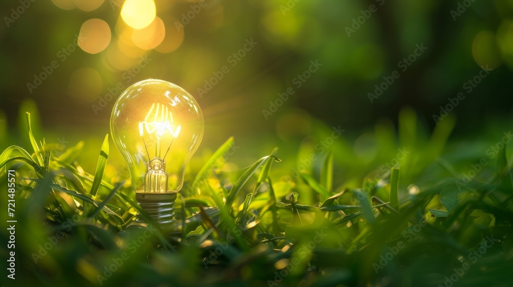 The renewable energy icon on the nature background in The concept ...