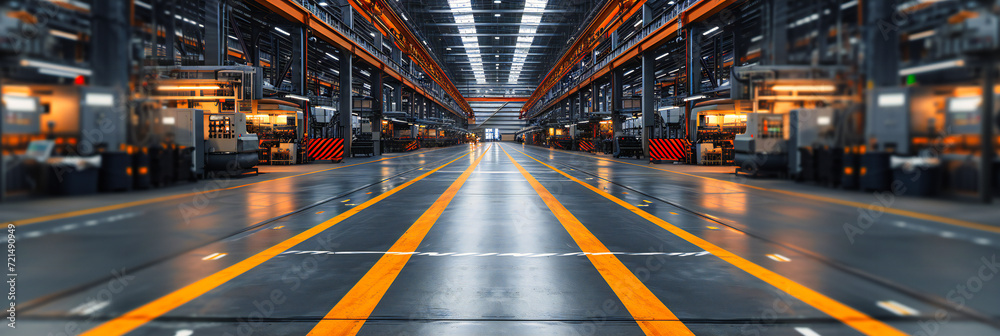 Industrial Manufacturing Line: Factory Interior with Automated ...