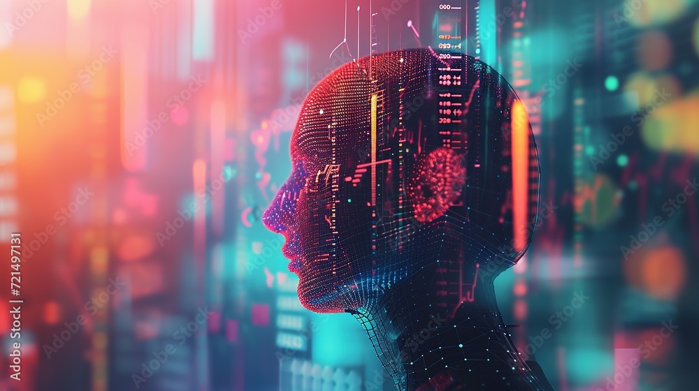 Cyber robot, Ai technology, big data code, artificial mind, cyborg ...