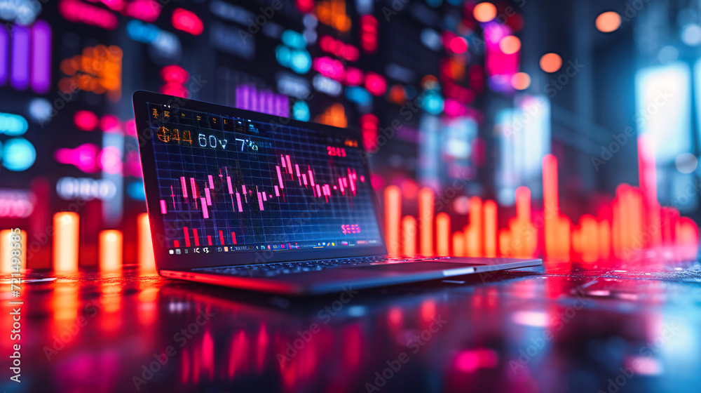 Stock market analysis on multiple computer screens, showcasing global ...