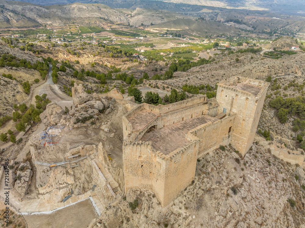 Aerial panorama view of Castillo de los Velez, medieval ruined castle ...