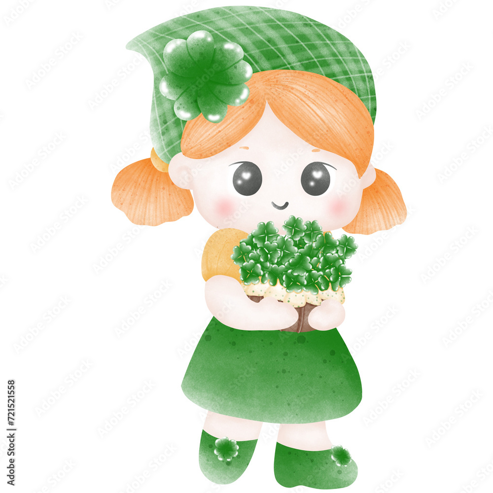 St. Patrick's Day clip art features a young girl in a green dress ...