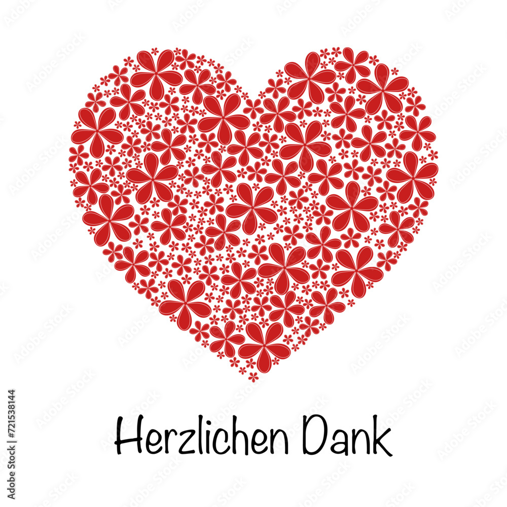 Herzlichen Dank - Schriftzug in deutscher Sprache. Dankeskarte mit ...