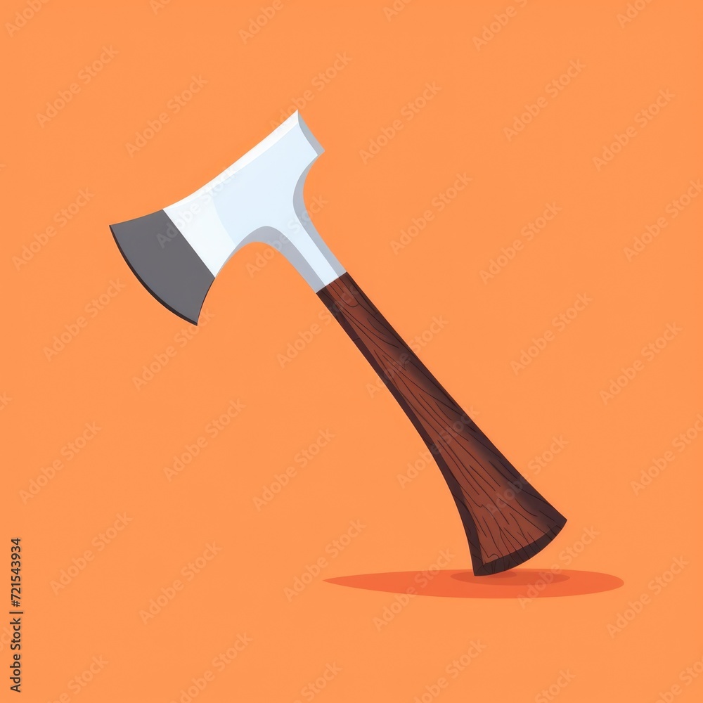 Flat image of an axe on an orange background. Simple vector image of an ...