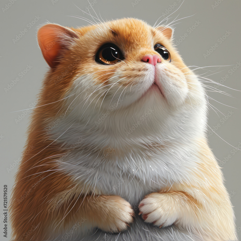 Stunningly realistic digital painting of an orange and white cat with ...