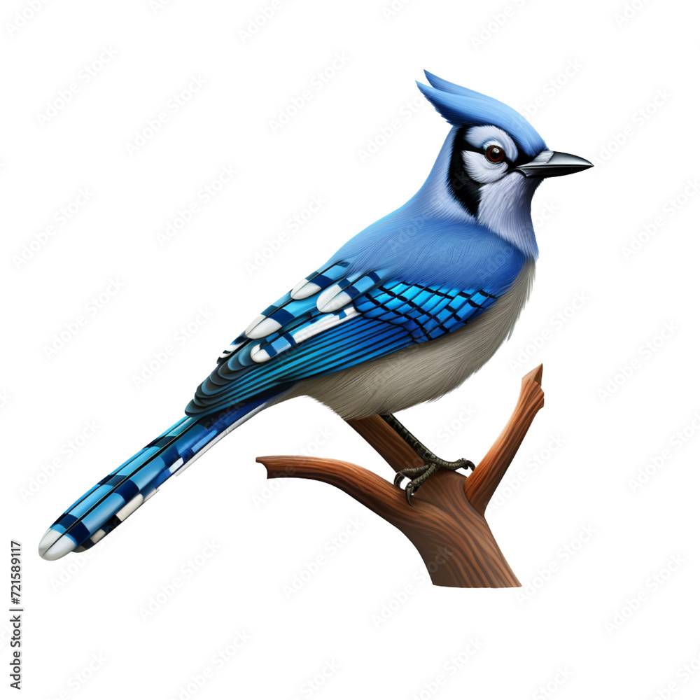 Cutout of a Blue Jay Sitting on a Branch Isolated Against a Transparent ...