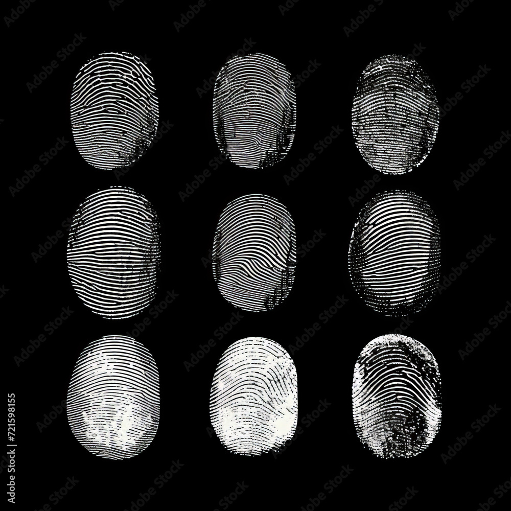 Overlay texture set. Different types of texture fingerprints. Black and ...