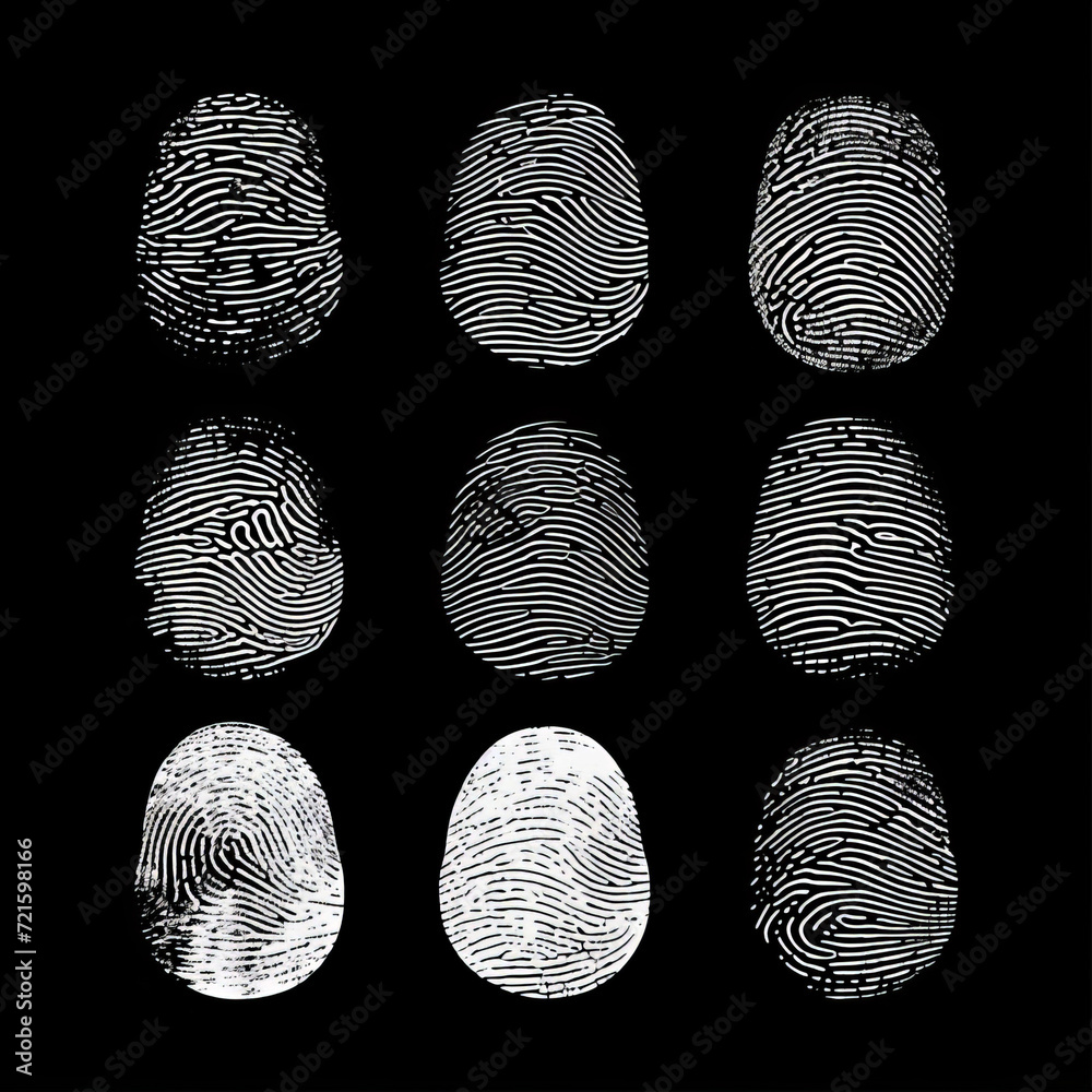 Overlay texture set. Different types of texture fingerprints. Black and ...