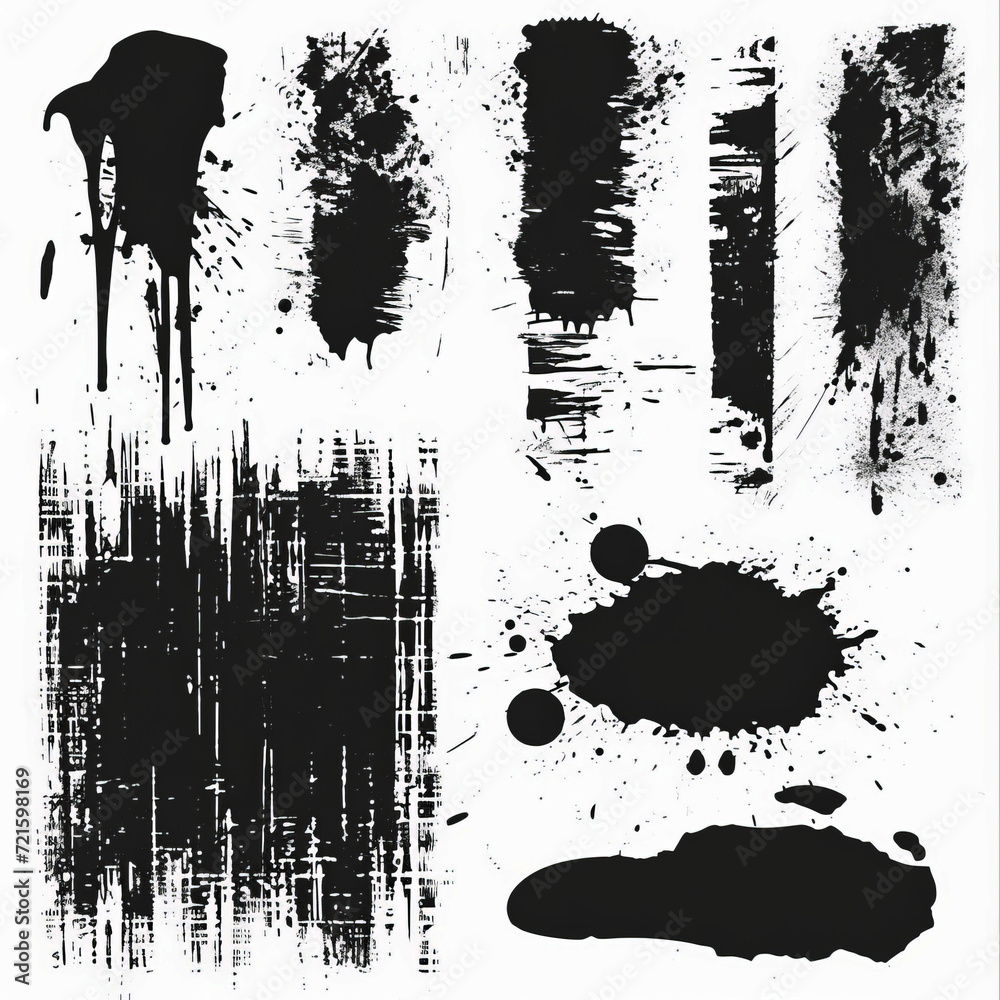Overlay texture set. Different types of texture stamps,damaged, paint ...